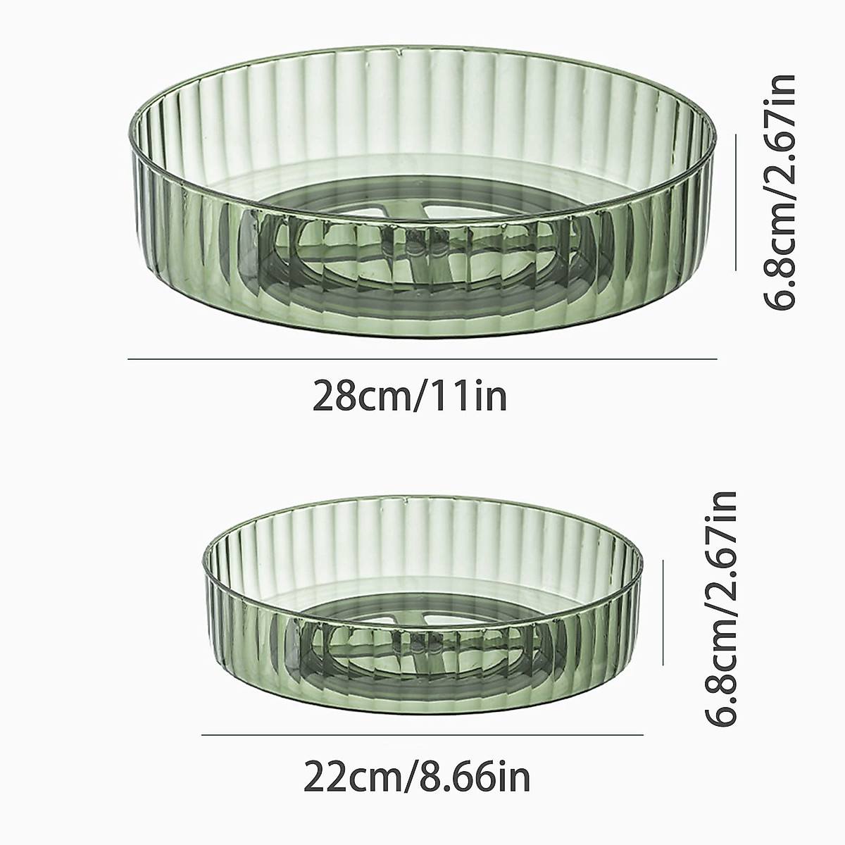 ZEARLY 2 Pack Lazy Susan Organizer Turntable, Round Plastic Clear Rotating Turntable Organization, Turntable Organizer Spice Rack Organizer for Kitchen, Pantry, Countertop, Bathroom
