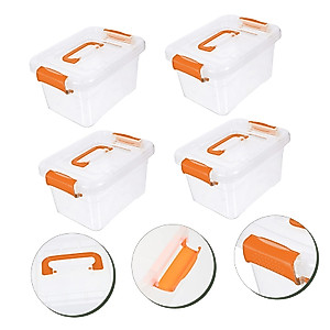 KOMBIUDA 4pcs Box Portable Storage Box Clear Stand Clear Handbags Small Plastic Bins 16 Quart Storage Containers with Lids Toy Containers with Lids Storage Containers for Organizing Make up