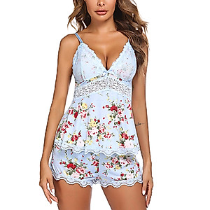Avidlove Women's Two Pieces Pajama Set Cami Pjs Shorts with Shirt Modal Sleepwear Set Floral Print