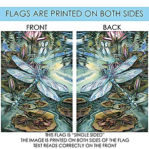 Toland Home Garden 1012328 Dragonfly and Pond Dragonfly Flag 28x40 Inch Double Sided for Outdoor Lilypad House Yard Decoration