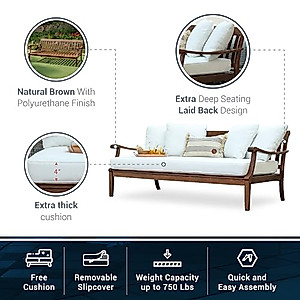 Cambridge Casual Solid Wood Como Daybed, Natural Brown/Oyster