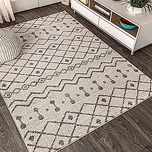 JONATHAN Y MOH208B-8 Aksil Moroccan Beni Souk Indoor Farmhouse Area, 8 ftx10 ft & MOH200A-8 Amir Moroccan Beni Souk Indoor Area-Rug Bohemian Farmhouse Rustic Geometric Easy, 8x10, Cream, Black