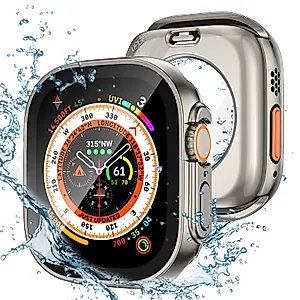 Tensea (2 in 1) for Waterproof Apple Watch Ultra 2/Ultra Screen Protector Case 49mm Accessories, iWatch Protective PC Face Cover Built-in Tempered Glass Film, Front and Back Bumper (49 mm)