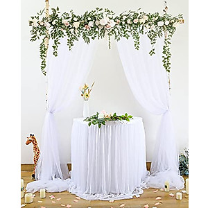 White Backdrop Curtain for Parties 10 ft x 10 ft Sheer Tulle Backdrop Drapes for Wedding Ceremony Birthday Baby Shower Photo Backdrop Curtain Decorations 2 Panels 5ft x 10ft