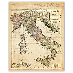 Vintage Italy Map Wall Art: Unique Travel & Adventure Prints for Home, Office, Living Room & Bedroom Decor - Creative Gift Idea for Retro, Boho & Modern Poster Fans | Unframed Posters 8x10