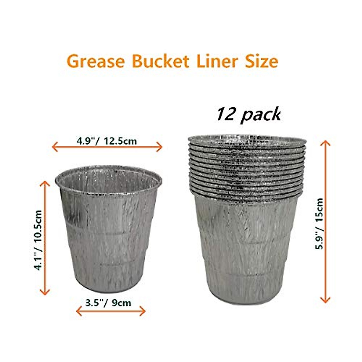Drip Grease Bucket and 12-Pack Liners for Traeger 20/22/34 Series, Pit Boss etc Pellet Grill Smoker (Black 12)