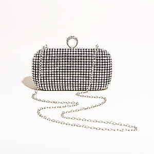 ALOLBAG Rhinestone Clutch Evening Bag for Women Formal Sparkly Purse Wedding Clutch Ladies Evening Handbag Sparkly Purse (Black)