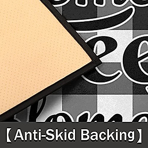 AMELIA SHARPE Welcome Half Round Door Mat Black White Plaid Buffalo Washable Home Kitchen Art Restaurant Office Floor Mats Non Slip and Durable Doormats Decor 18x30 Inch