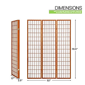 Magshion 5.9ft Folding Screen Room Divider Oriental Furniture 3-Panel Shoji Room Partitions and Dividers Wooden Grid Screen Wall Divider for Business Restaurant Privacy Screens