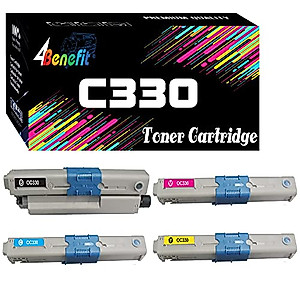 Dell (Set of 4) 4Benefit B/C/Y/M Compatible Replacement OKI C330 Toner Cartridge OKI Type C17 BCYM Color-Combo for Use in OKI C330dn MC361 MC362w C530dn MC561 MC562w Laser Printer