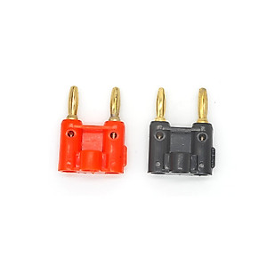 Eightnoo 10 Pack Gold Plated Dual Banana Plug Speaker Connectors Screw Type Dual Tip Banana Plug Clips for Speaker Wires Black+Red