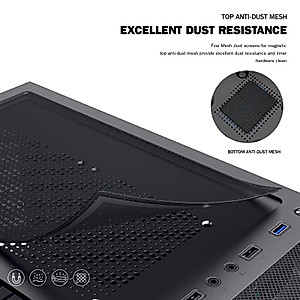 ESGAMING Gaming PC Case ATX Mid Tower Case with 4pcs 120mm RGB Fans, Computer Gaming Case with Tempered Glass Side & Front Panels to Support 240mm Radiator &USB 3.0