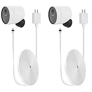 iTODOS 2 Pack 20ft/6m Power Cable and Adapter Compatible with SimpliSafe Wireless Outdoor Security Camera, Weatherproof Outdoor, Flat Charging Cable for SimpliSafe Outdoor Camera - White