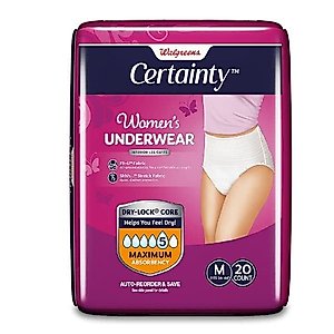 Walgreens Certainty Women's Underwear, Maximum Absorbency Medium 20.0ea