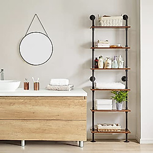 YMYNY Industrial Ladder Shelf, 5+6-Tier Bookcase with Metal Frame, 78.7"+67.3" Open Bookshelf, HTMJ017H+RF-TM018