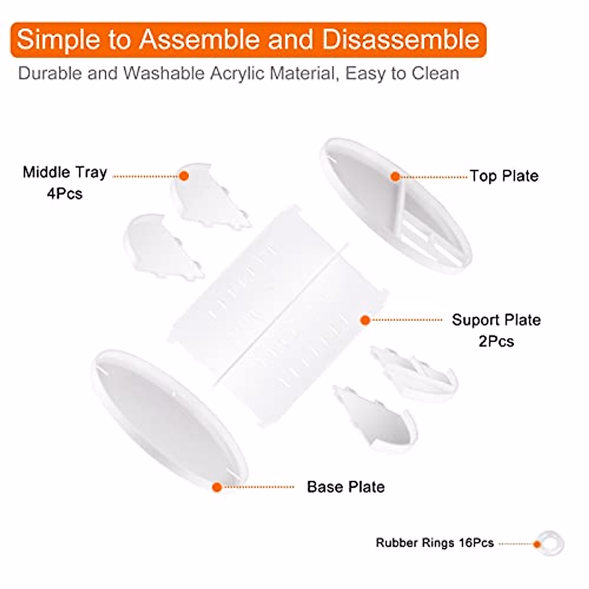 360 Rotating Makeup Organizer, chfine DIY Adjustable Bathroom Makeup Spinning Holder Storage Rack, Large Capacity Lazy Susan Cosmetics Organizer, Makeup Caddy Fits Countertop Vanity and Bathroom,White