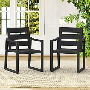 Cozyman HDPS Outdoor Dining Chairs Set of 4, 350LBS, Patio Dining Chairs with Armrest, All Weather Outdoor Kitchen Chairs with Square Frame Legs for Outdoor Indoor, Lawn, Garden, Backyard, Black