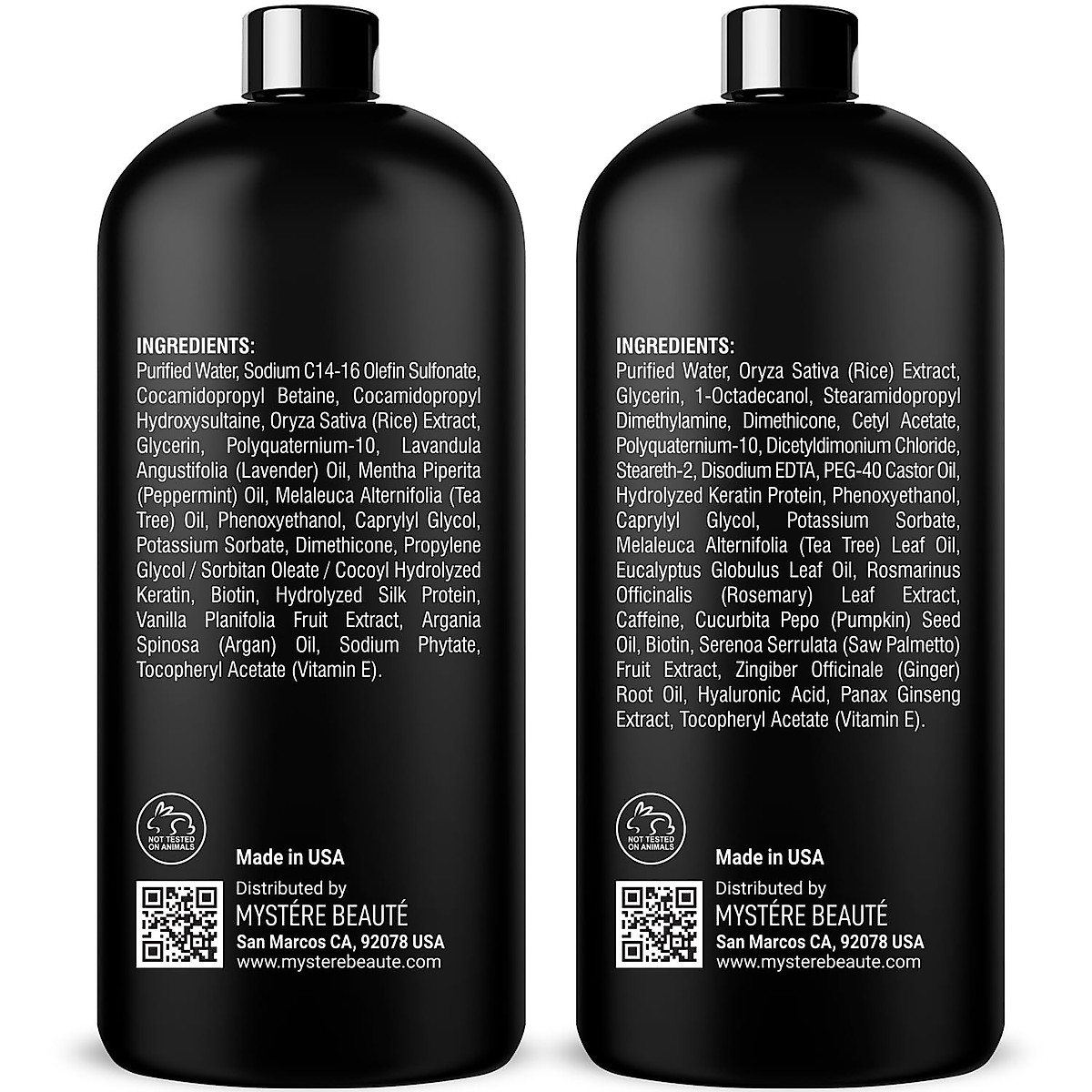 MYSTÉRE BEAUTÉ Rice Water Shampoo and Conditioner Set - Ultra-Nourishing Hair Care Set, Promotes Growth, Revitalizes Shine, and Shields from Damage - Infused with Essential Oils - 16 fl oz Each
