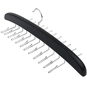 Tank Top Hanger Space Saving, 24 Large Capacity, Bra Hanger Organizers for Cami Tops, Ekezon 360° Rotating Foldable Metal Hooks Camisoles Hangers for Scarfs, Bras, Bathing Suits, Belts, Ties (Black)