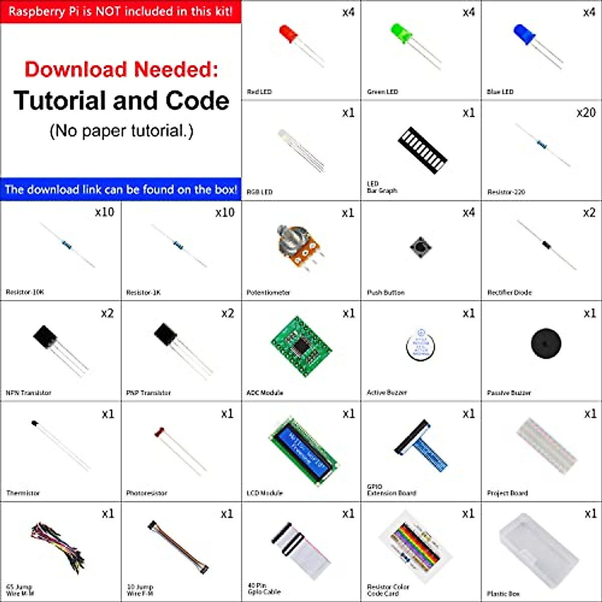 FREENOVE LCD 1602 Starter Kit for Raspberry Pi 5 4 B 3 B+ 400 Zero 2 W, 535-Page Detailed Tutorial, Python C Java Scratch Processing Code, 151 Items, 69 Projects (Raspberry Pi NOT Included)