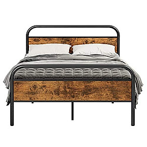 IRONCK Full Bed Frame, Platform Bed Frame Queen with Headboard and Strong Support, Wood and Metal, No Box Spring Needed Easy Assembly