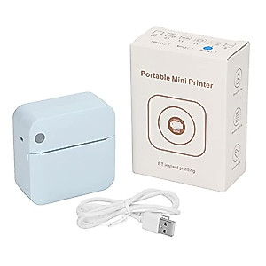 Pocket Sized Printer, Long Battery Life, Fast Printing Sticker Printer for Kids Birthday, Children, White, with Connection for Office Notes, Word Documents, and Photos