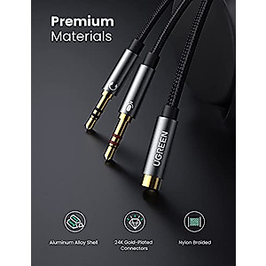UGREEN Headphone Splitter for Computer & 3.5mm Headphone Extension Cable 3FT Male to Female Bundle