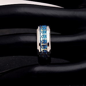 Ginger Lyne Collection Anchors Stainless Steel Comfort Fit Wedding Band Ring Size 8