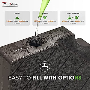 FRUITEAM Patio Cantilever Umbrella Base Weight, 4-Piece Offset Umbrella Base Stand Heavy Duty, Wind-Resistant, Water & Sand Filled Base Up to 180 LBS