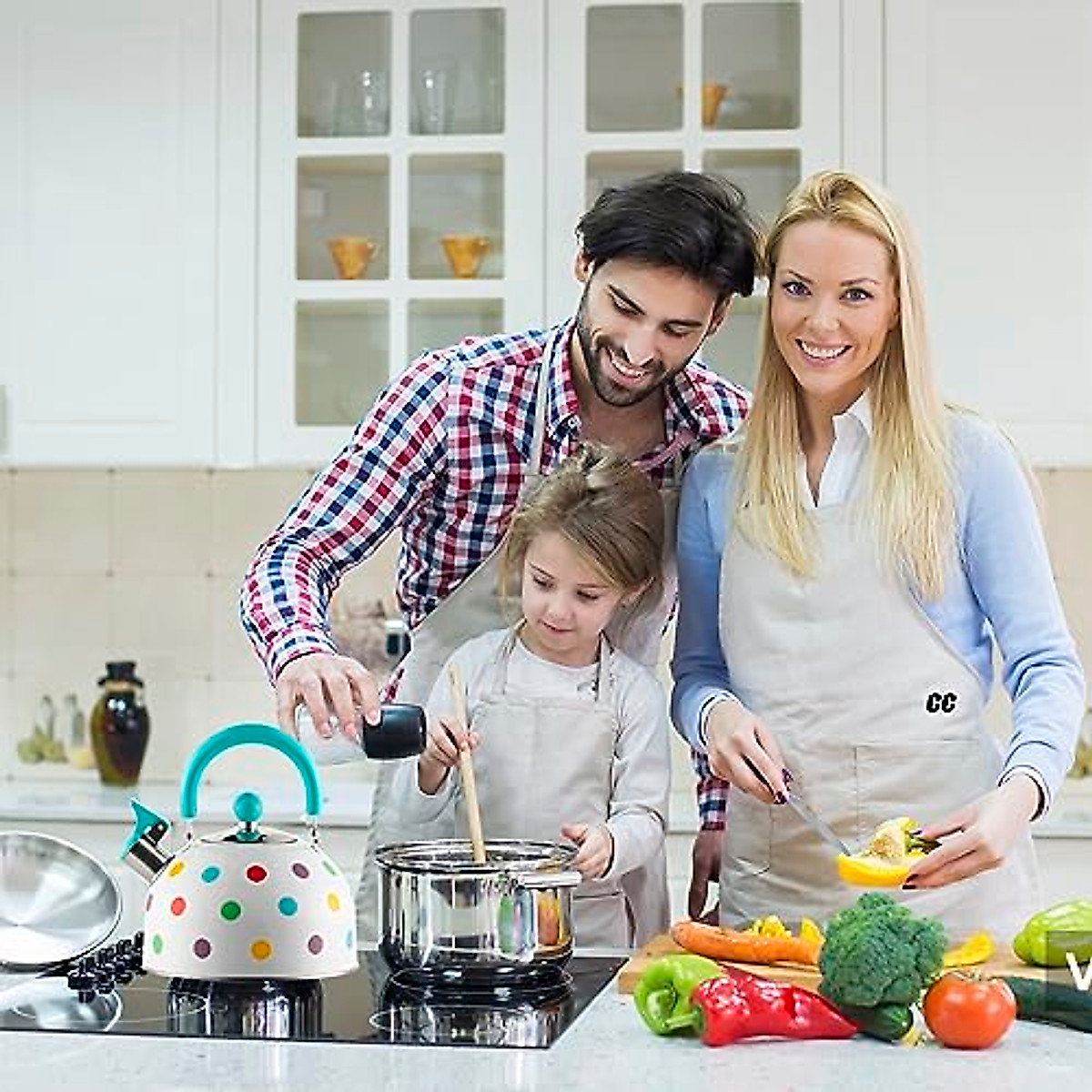 2.5L Whistling Tea Kettle Universal Base,Food Grade Stainless Steel Teapot with Cool wooden Grip Ergonomic Handle Loud Whistle▂19 * 23cm/7.48"*9.06"