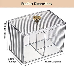 Hexsveyo Qtip Holder Dispenser Bathroom Jar, Cotton Swab Holder With Lids Set, Storage Organizer Box Apothecary Jars Dispenser For Cotton Ball, Cotton Swab, Cotton Round Pads, Floss