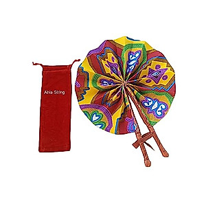 African Fabric Folding Fan: Church, Ankara, Multicolor, kente, Leather, Wedding, Sports, and Pouch Included