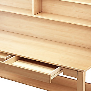 BALANBO Kids Desk Kids Table with Hutch for Children Wood Table Solid Wood Desk Two Positions Suitable for Two People Suitable for Children's Study Adult Home Office and Other Places(Natural)