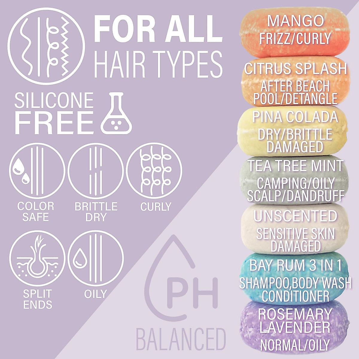 Luxiny Hair Shampoo and Conditioner Set - Sulfate Free Lavender Bars, Made in USA (1 Shampoo Bar 60g, 1 Deep Conditioner Bar 50g)