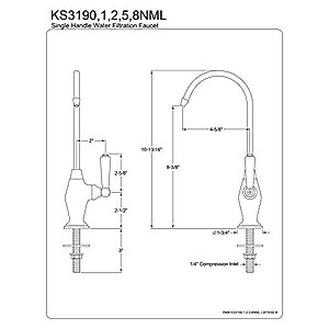 Kingston Brass KS3191NML Magellan Water Filtration Faucet, Polished Chrome, 10.81 x 4.63 x 1.75