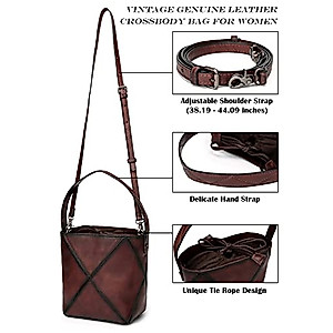 Crossbody Bag for Women Leather Handbag Shoulder Bag Vintage Top Handle Tote Purses (Coffee)
