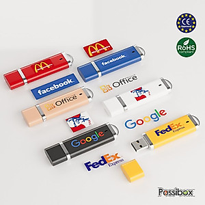 Possibox Customized Bulk USB 2.0 Flash Drives 512MB Personalized with Your Logo - for Promotional Use - 100 Pack