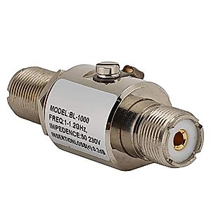 ASHATA Coax Surge Protector, BL-1000 1-1.2GHz 200W 50 Ohm Arrester with PL259 Female/UHF Female/SO239/M Female Interface