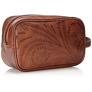 American West Leather Shave Kit/Toiletry Travel Bag - Retro Romance