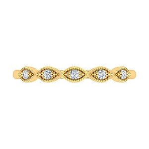FINEROCK 0.06 Carat Diamond Twisted Wedding Band Ring in 10K Yellow Gold (Ring Size 6)