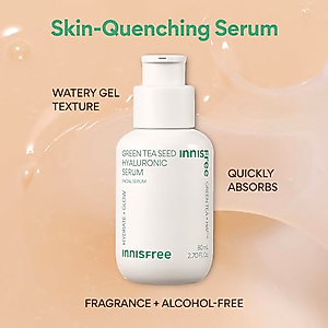 innisfree Green Tea Seed Hyaluronic Serum with Panthenol and Niacinamide, Korean Face Serum for Hydration and Glow (Packaging May Vary)
