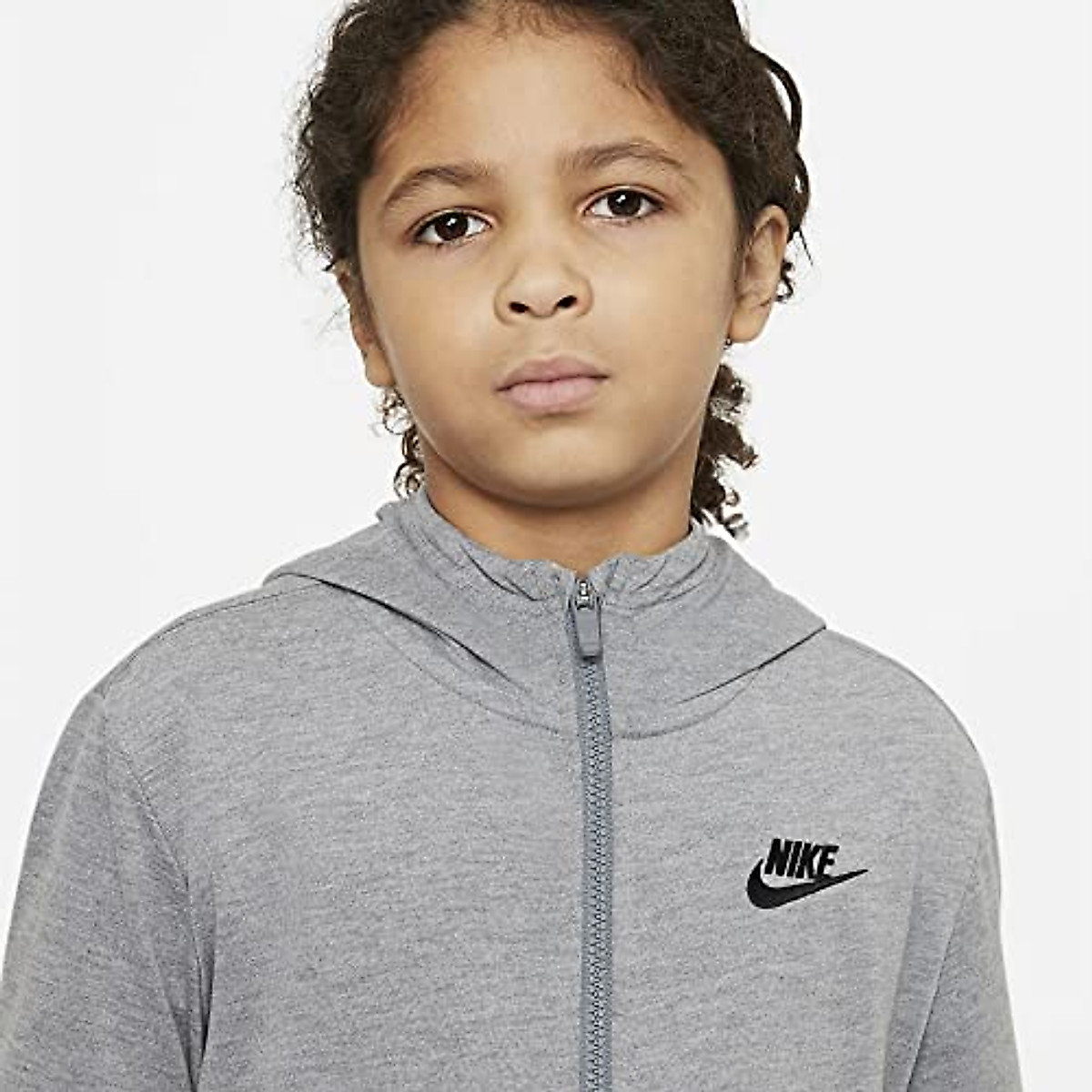 Nike Big Kids' Boys' Sportswear Full-Zip Hoodie (Carbon Heather/Black, Large)