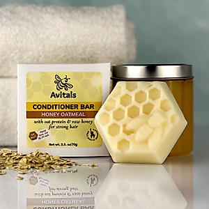 Honey Oatmeal Conditioner Bar with cocoa butter, daikon seed extract, quinoa and oat protein, and aloe extract