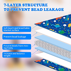 HOSUKKO Weighted Blanket - Weighted Blanket 5 lbs Blue Dinosaur Heavy Blanket - Breathable Blanket(36 * 48 inches, 5 lbs)