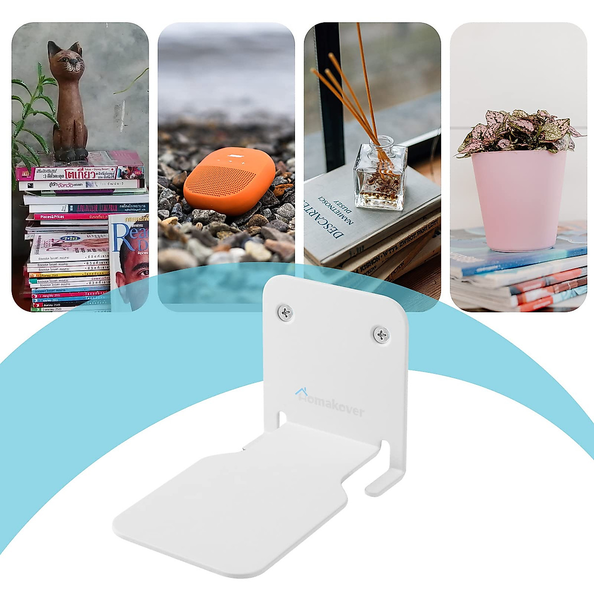 Homakover Floating Bookshelves, Iron Invisible Floating Shelves, Heavy Duty Wall Mounted Book Organizer, Steel Constructed Hidden Bookshelf, Multipurpose Wall Ledge Shelves for Paperback Books