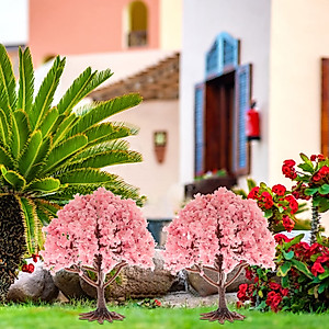 Angoily 10pcs Miniature Flower Tree Model Train Scenery Architecture Cherry Blossom Trees Mini Fake Trees for DIY Sand Table Crafts Building Model Scenery Landscape Ornaments