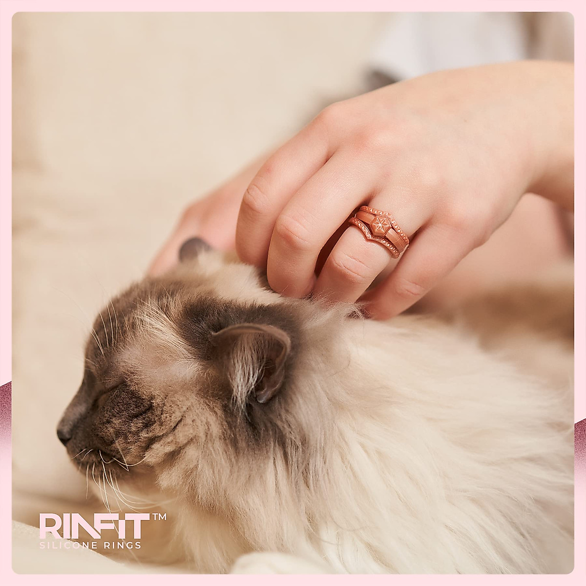 Rinfit Silicone Rings for Women - Silicone Wedding Bands Women - Womens Wedding Ring - Stackable Silicone Rings Women Couture - Patented Design - Silver, Size 8