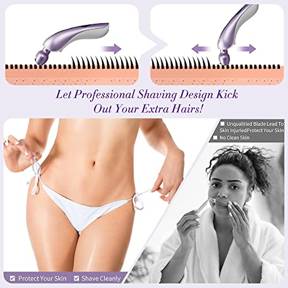 Electric Shaver for Women Best Electric Razor for Womens Bikini Legs Underarm Public Hairs Rechargeable Trimmer with Detachable Head Cordless Wet Dry Use