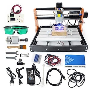 CNCTOPBAOS 2 in 1 CNC 3018-PRO Engraver Machine with 10W Module,Limit Switches,Emergency Stop,GRBL Offline Controller,DIY Mini CNC Router Kit Desktop Milling Engraving Cutting Wood,Acrylic,PVC,PCB