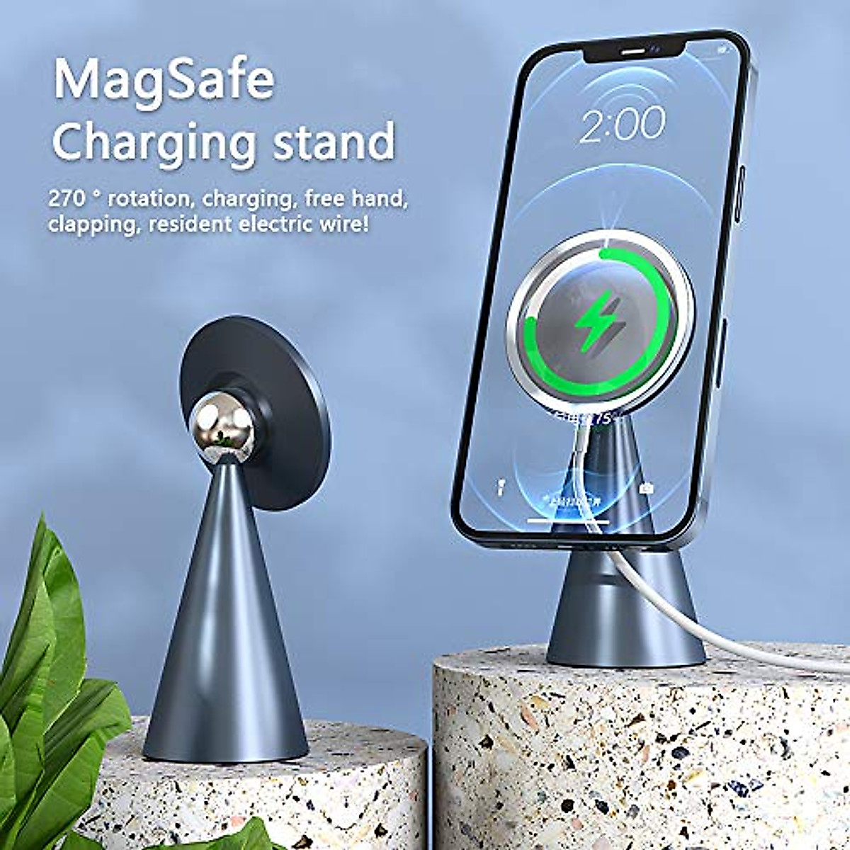 Yikda Cell Phone Stand for MagSafe Charger - Magnetic Phone Holders Desktop Stand - for iPhone12 Series & iphone13 Series Stand (Silver)